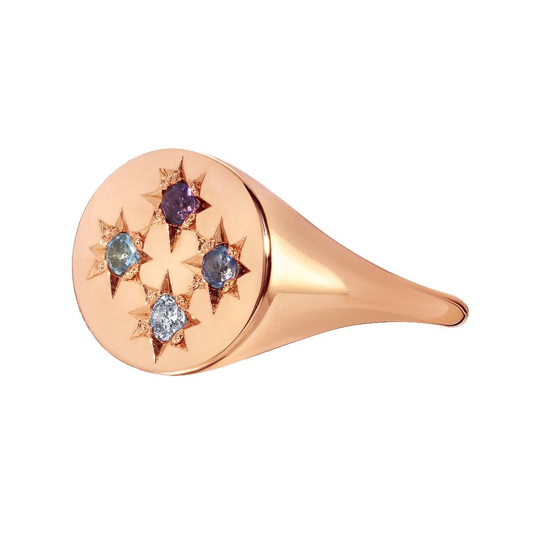 BIRTHSTONE COMPASS SIGNET RING 4 STONES – Starling
