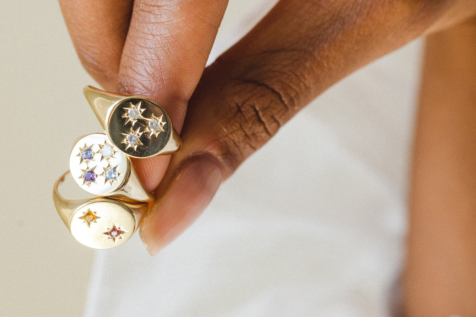 BIRTHSTONE COMPASS SIGNET RING 4 STONES – Starling