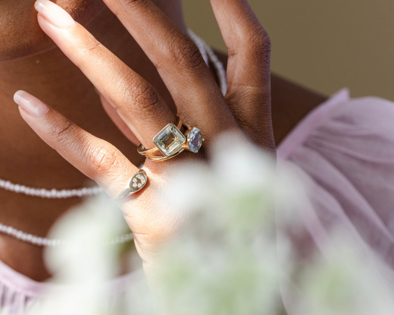 aquamarine birthstone ring stackable