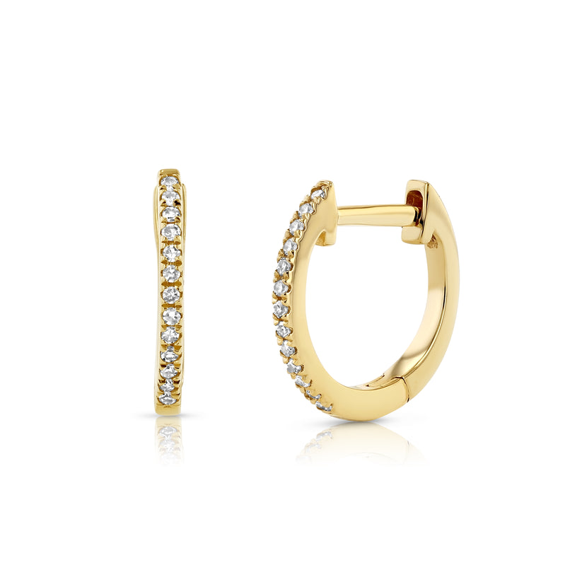 Diamond Pavé Hoops Small - Thin Diamond Hoops | Starling Jewelry